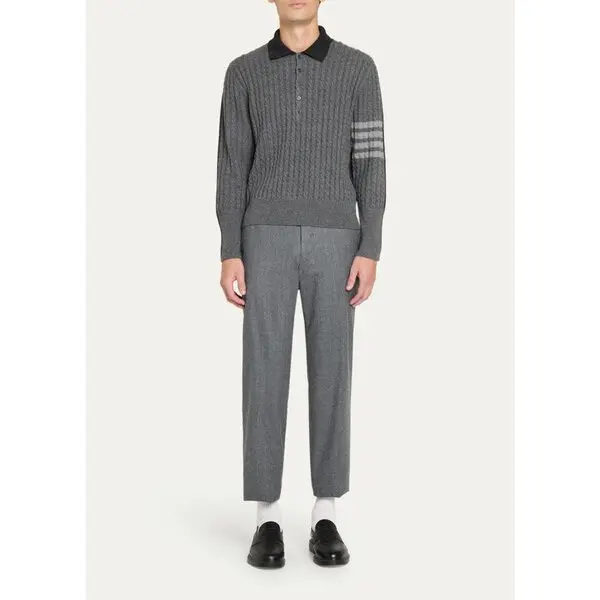 Thom Browne Wool 4-bar Cable Polo Sweater