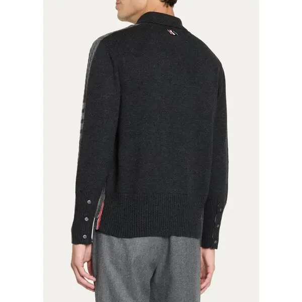 Thom Browne Wool 4-bar Cable Polo Sweater