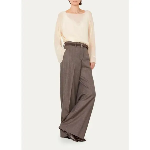 Officine Générale Pleated Virgin Wool Wide-leg Trousers