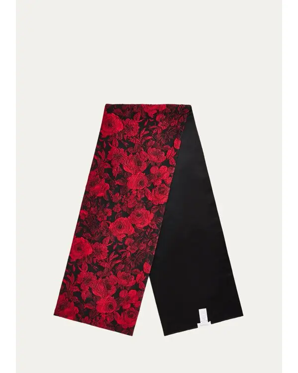 Michael Kors Rose Silk-blend Stole - Ruby/black
