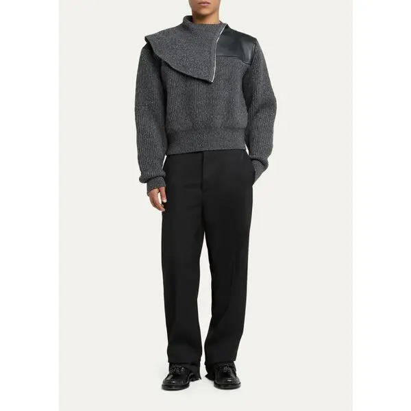 Bottega Veneta Wool And Cashmere Rib Assymetric Zip Sweater