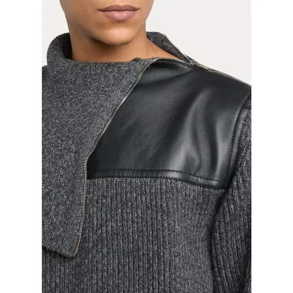 Bottega Veneta Wool And Cashmere Rib Assymetric Zip Sweater