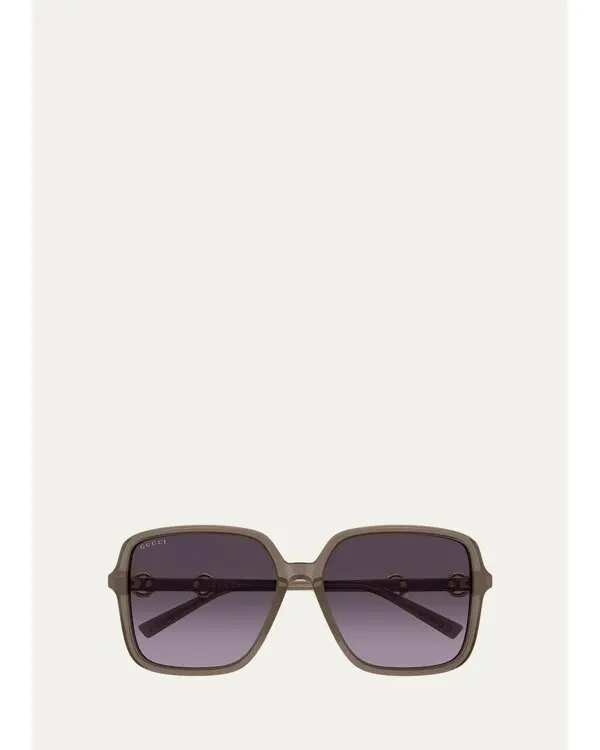 Gucci Generation Horsebit 59mm Butterfly Sunglasses - Brown