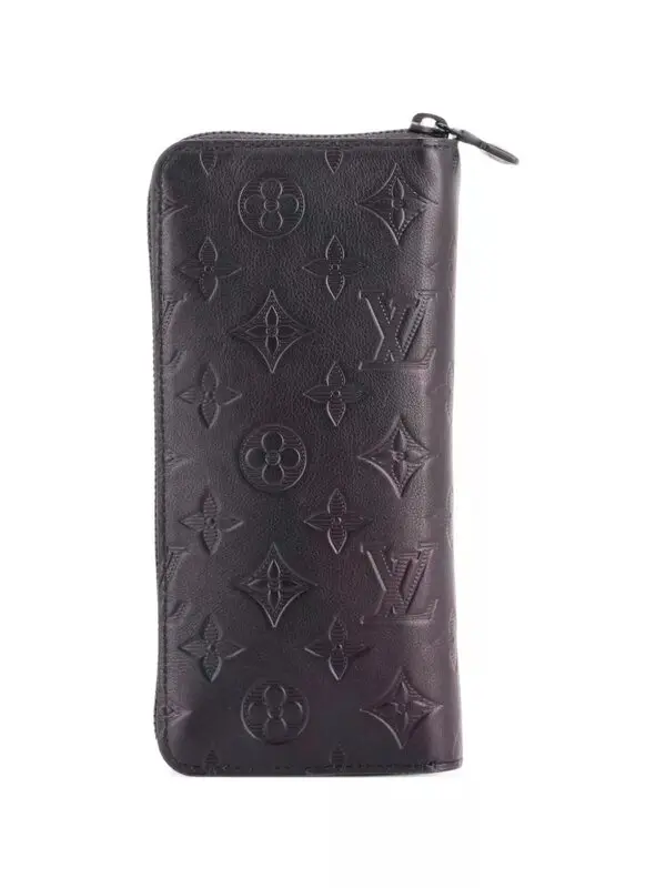 LOUIS VUITTON Zippy Wallet Monogram Shadow Leather Vertical Small Wallets - Black