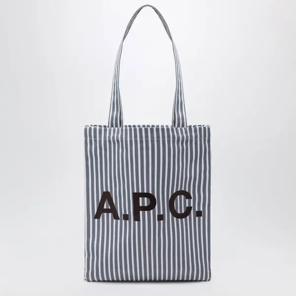 A.p.c. Light Striped Lou Tote Bag In Cotton - Blue