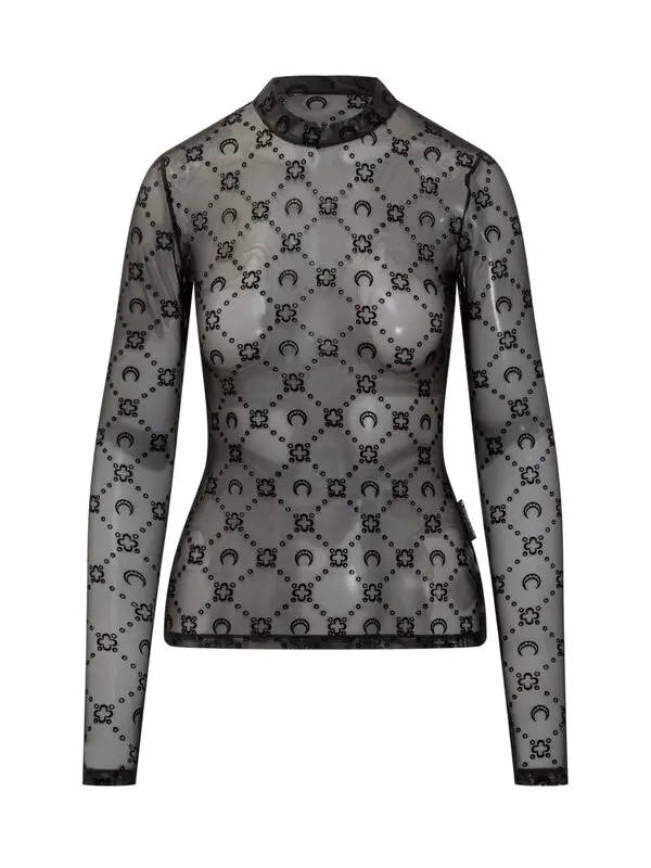MARINE SERRE High Neck Mini Top - Black