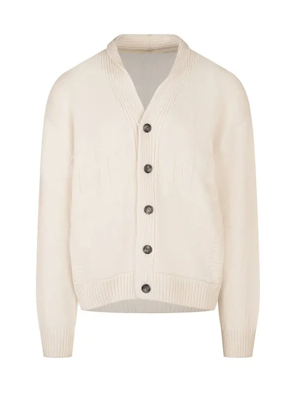 Gcds Logo Cardigan - Bone/bone