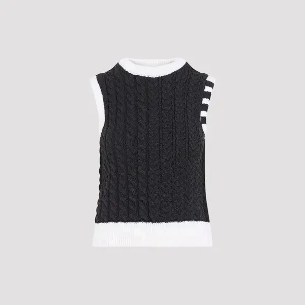 Thom Browne Aran Cable Shell Top In 100% Virgin Wool