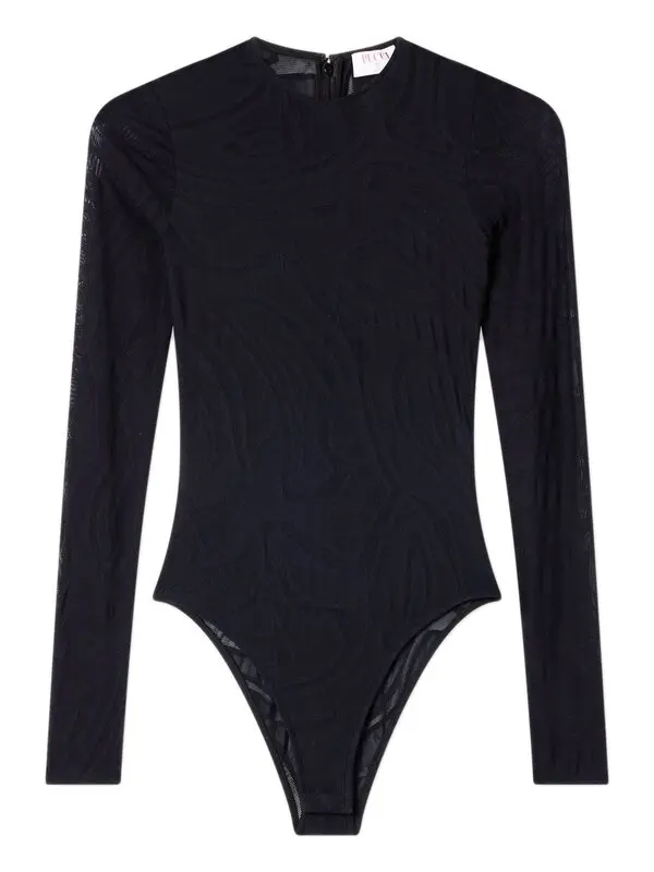 Emilio Pucci Fitted Jacquard Knit Crewneck Top With Center-back Button Closure - Nero