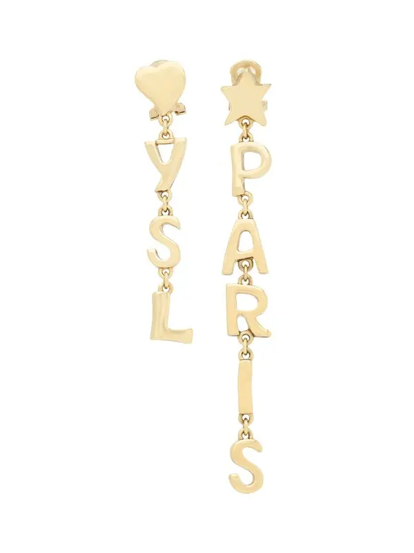 Saint Laurent Asymmetrical Paris Chain Clip Necklace - Oro