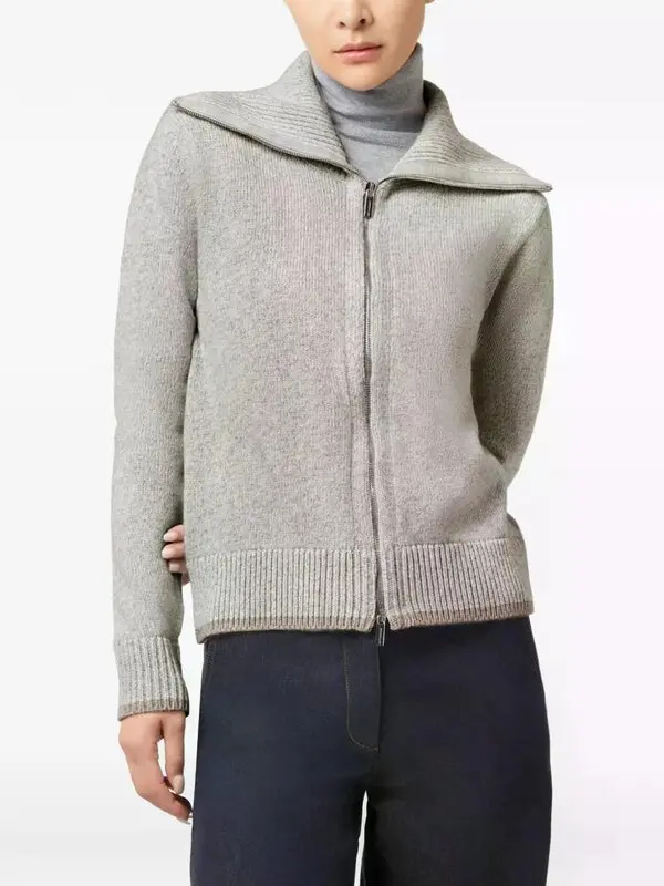 Paul & Shark Zip-up Ribbed-collar Cardigan