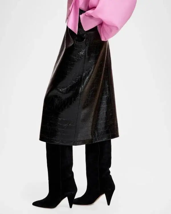 Essentiel Antwerp Kind Faux Leather Midi Skirt