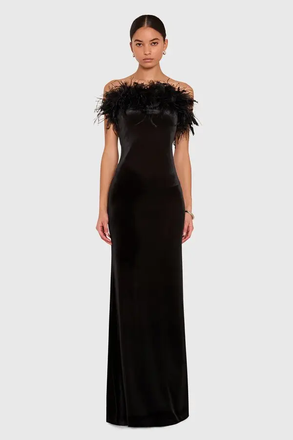 Amanda Uprichard Ella Gown In Velvet - Black