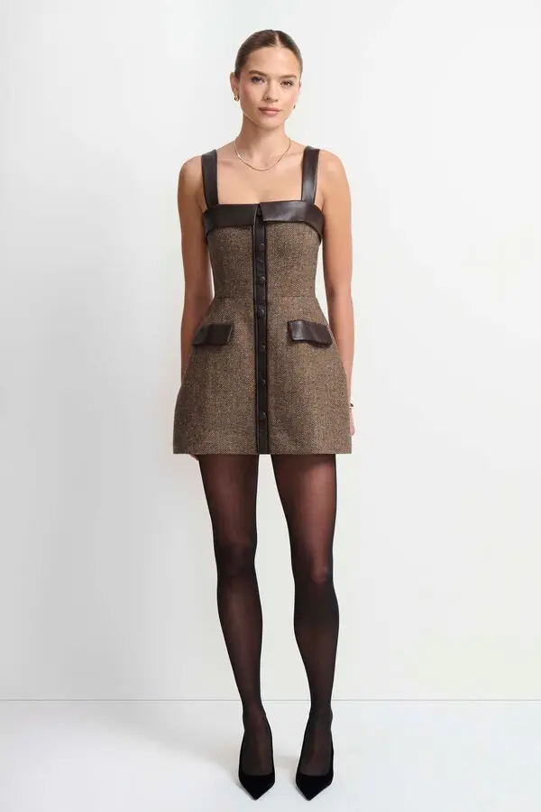 Amanda Uprichard Mindy Romper In Watson Tweed - Brown Multi