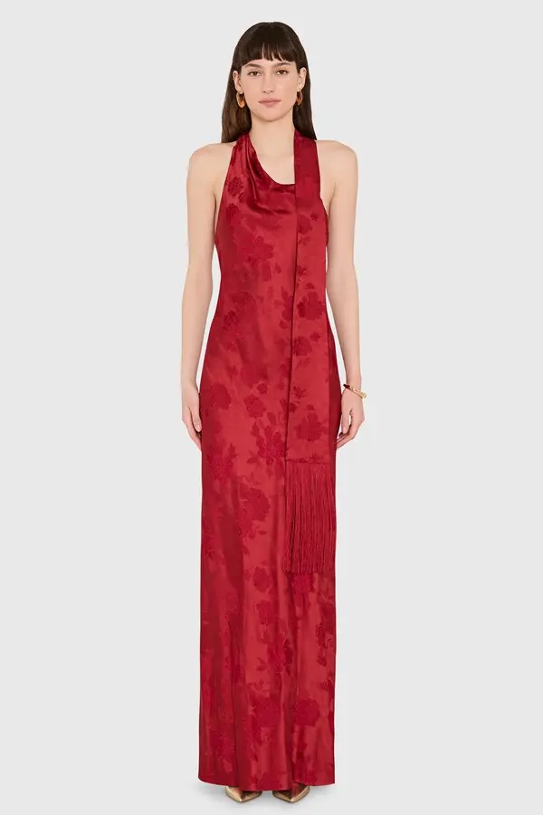 Amanda Uprichard Sonya Maxi With Fringe - Rosette