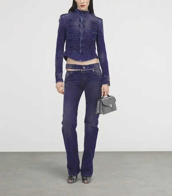 Alexander McQueen Croc-embossed Metallic Leather Skull Shoulder Bag