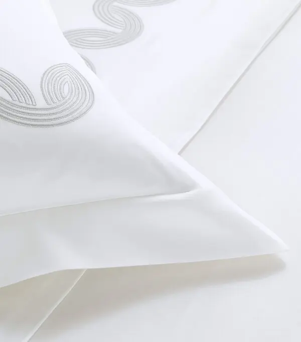 Frette Cotton Grace Avant Garde Embroidery Super King Flat Sheet