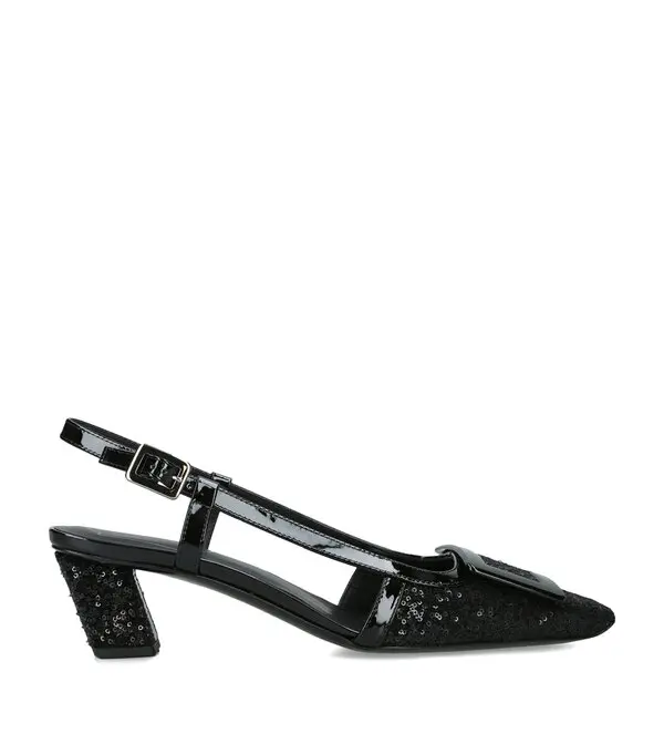 ROGER VIVIER Sequinned Belle Vivier Slingback Pumps 45