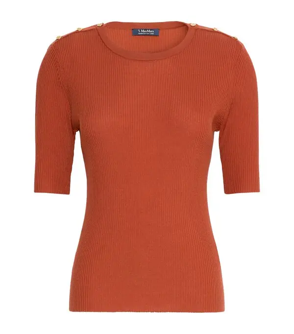Max Mara Virgin Wool Ribbed Sweater - Orange