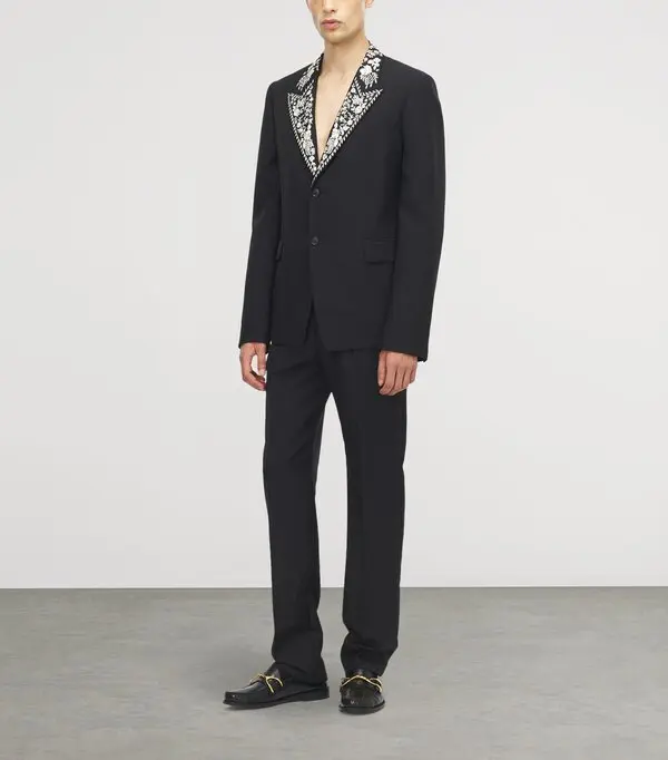 Alexander McQueen Wool-mohair Embroidered Blazer