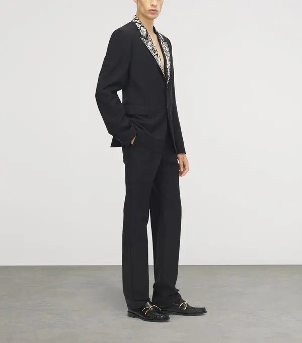 Alexander McQueen Wool-mohair Embroidered Blazer