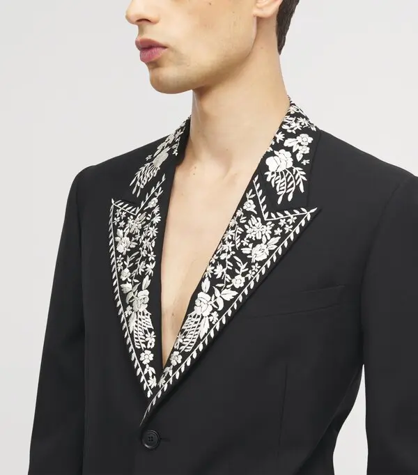 Alexander McQueen Wool-mohair Embroidered Blazer