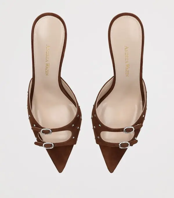 ANDREA WAZEN Suede Carol Heeled Mules 75