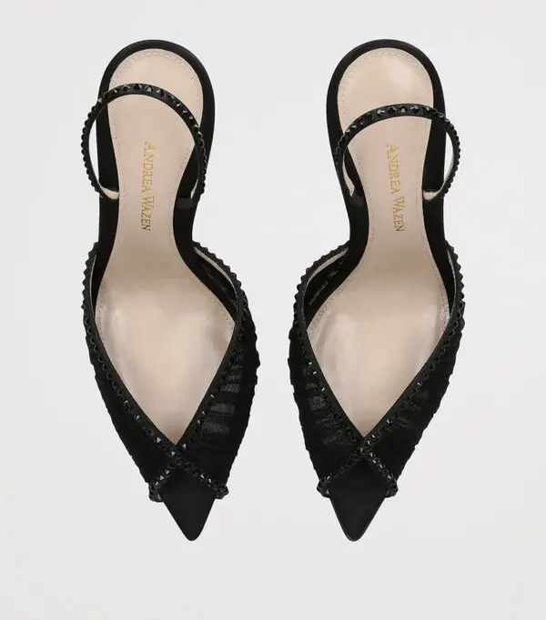 ANDREA WAZEN Rhinestone-embellished Katy Slingback Pumps 85