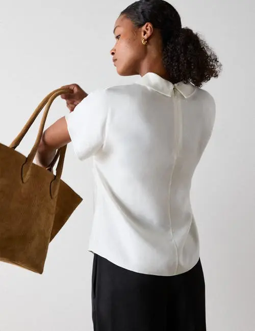 Whistles Seam Detail Funnel Neck Blouse
