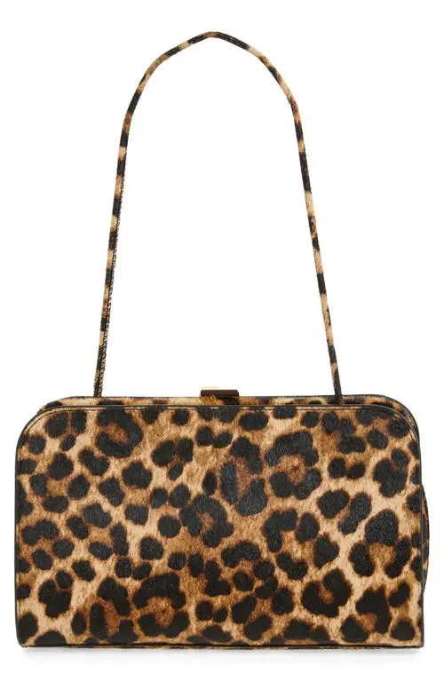 LOEFFLER RANDALL Zella Genuine Calf Hair Frame Clutch - Brushed Leopard