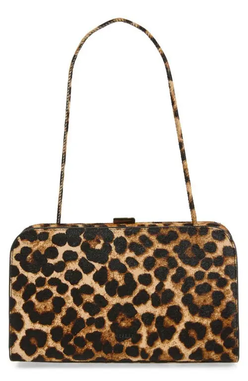LOEFFLER RANDALL Zella Genuine Calf Hair Frame Clutch - Brushed Leopard