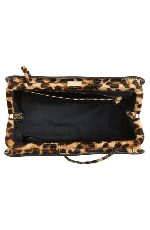 LOEFFLER RANDALL Zella Genuine Calf Hair Frame Clutch - Brushed Leopard