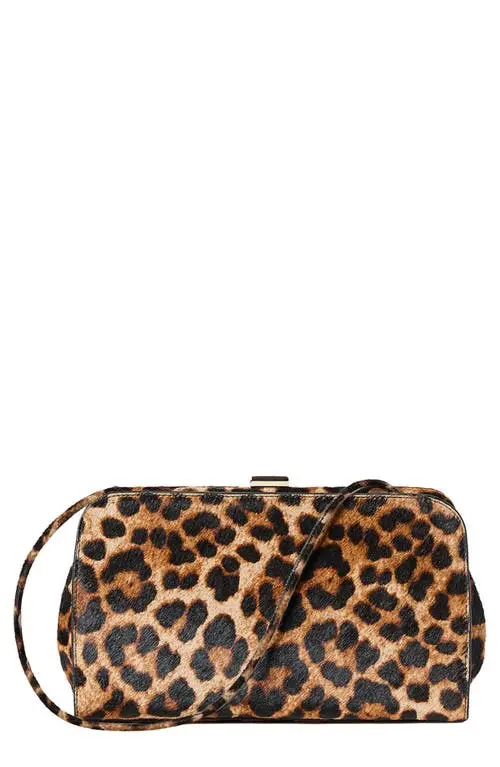 LOEFFLER RANDALL Zella Genuine Calf Hair Frame Clutch - Brushed Leopard