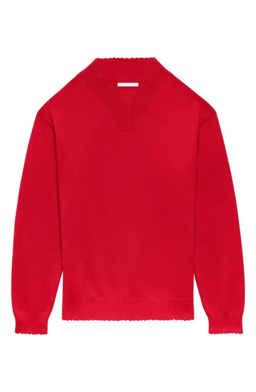 Helmut Lang Distressed V-neck Cotton Sweater - Rosso
