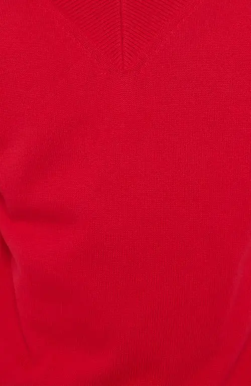 Helmut Lang Distressed V-neck Cotton Sweater - Rosso
