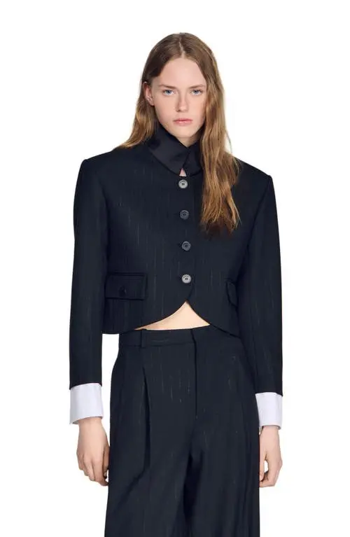 Sandro Short Jacket With Standing Collar