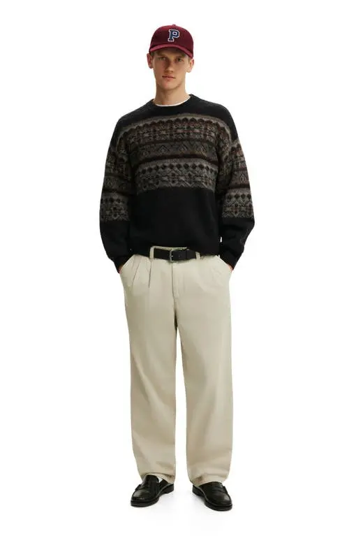 COTTON ON Super Soft Boxy Sweater - Black Pattern Panel