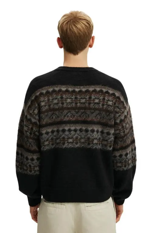 COTTON ON Super Soft Boxy Sweater - Black Pattern Panel