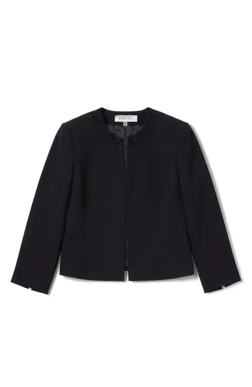 KASPER Embellished Open Front Jacket - Black