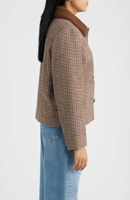 Sam Edelman Houndstooth Jacket With Faux Shearling Collar