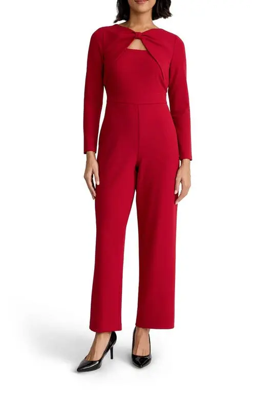 KASPER Bow Front Jumpsuit - Fire Red