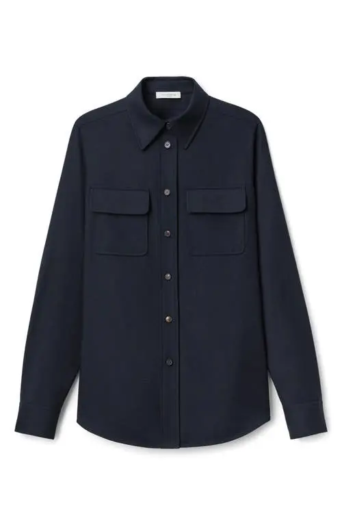Lafayette 148 New York Long Sleeve Wool Flap Pocket Shirt