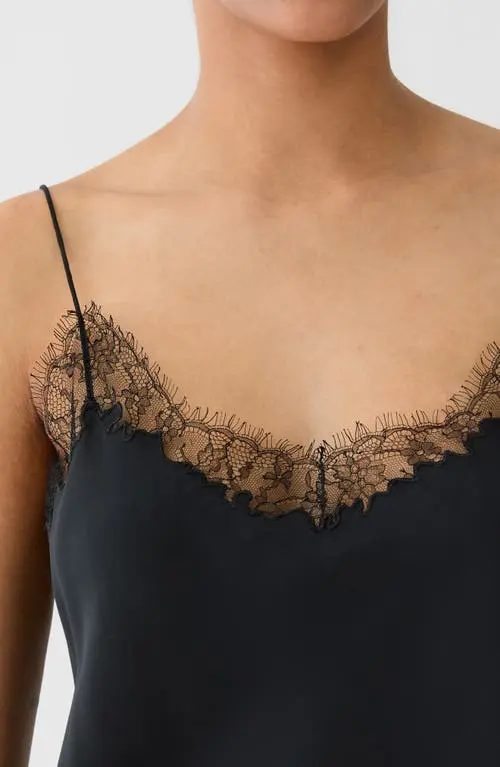 Lafayette 148 New York Silk Camisole With Lace Detail
