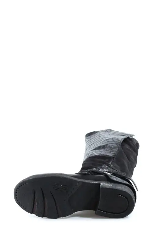 A.S.98 Perkins Croc Embossed Leather Boot - Black