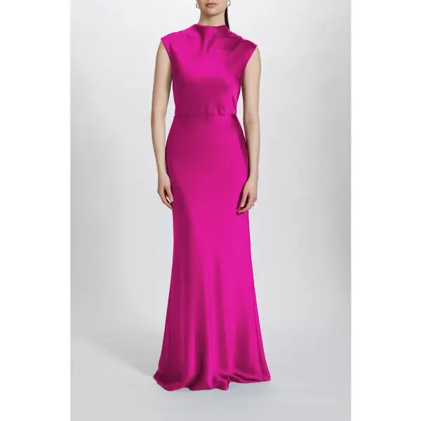 Amsale Fluid Satin Cowl Neck Dress