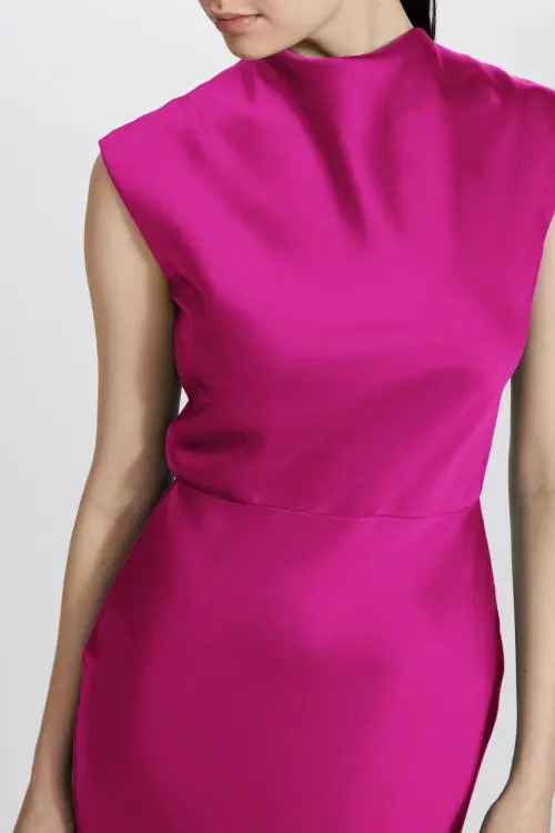Amsale Fluid Satin Cowl Neck Dress