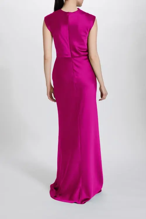 Amsale Fluid Satin Cowl Neck Dress