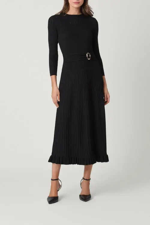 Shoshanna Minipleated Knit Effie Dress - Jet