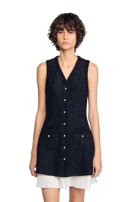 Sandro Short Two-tone Tweed Dress