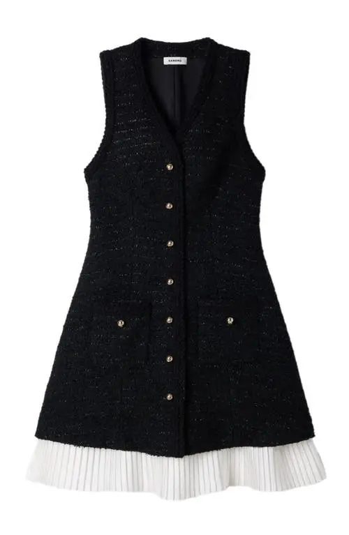 Sandro Short Two-tone Tweed Dress